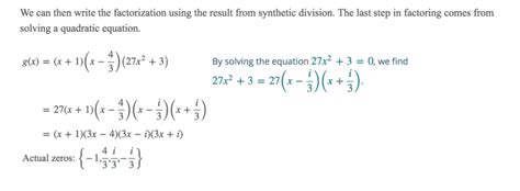 Synthetic Division Finding Zeros