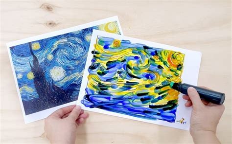 누리놀이 유아교육의 모든것 미술활동 고흐의 별이 빛나는 밤 명화를 감상한 후