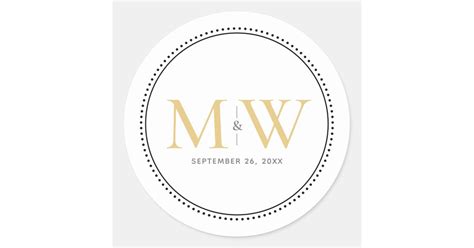 Elegant Gold Monogram Wedding Classic Round Sticker Zazzle