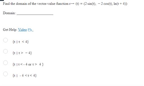 Solved Find The Domain Of The Vector Value Function