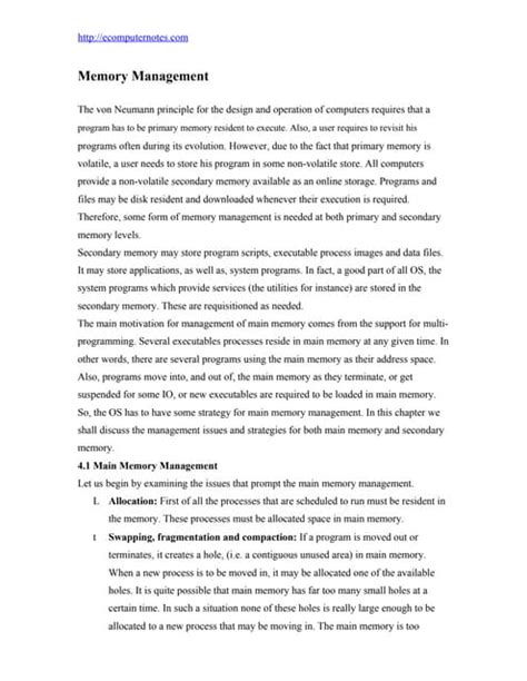 Computer Notes Memory Management Doc Technology And Computing