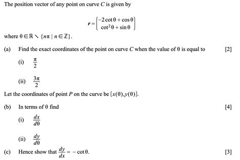 The Position Vector Of Any Point On Curve C Studyx