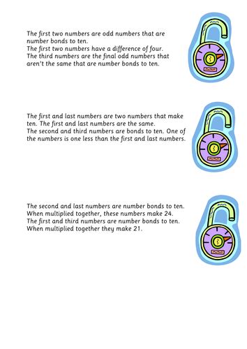 Year 4 Maths Problem Solving Combination Locks By Uk Teaching