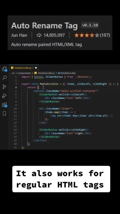 My Favourite Vs Code Extensions 01 Auto Rename Vscode Shorts Short