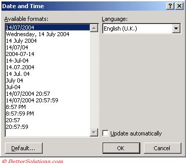 Word Fields Formatting Dates
