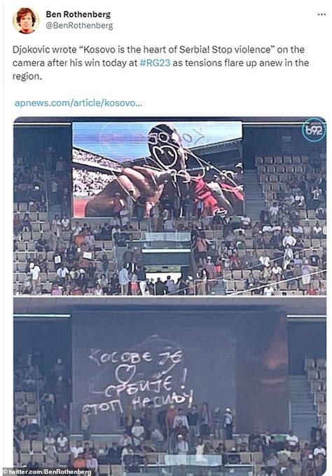 Serbian Djokovic Sparks Political Row By Writing Anti Kosovo Message On