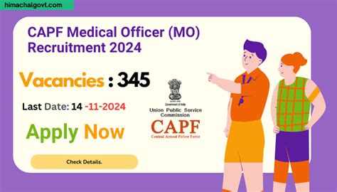 Capf Medical Officer Mo Recruitment 2024 Apply For 345 Positions