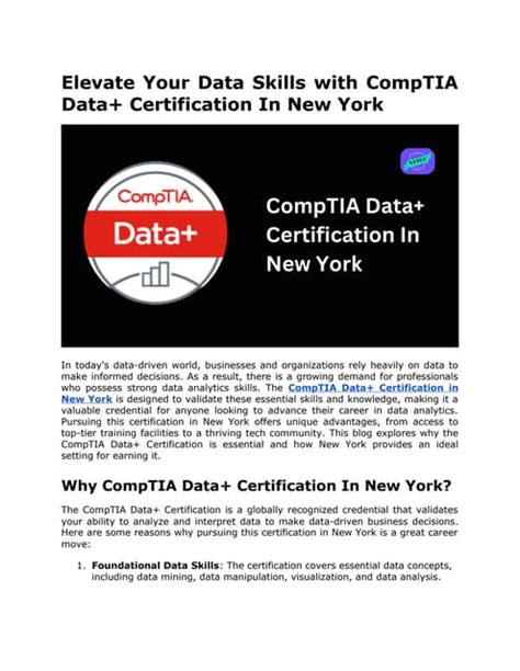 Elevate Your Data Skills With Comptia Data Certification In New Yorkdocx