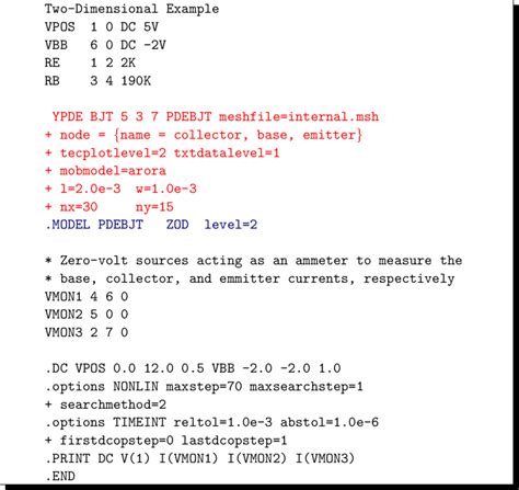 4 Two Dimensional Bjt Netlist Figures 146 And 147 Provide Some Of