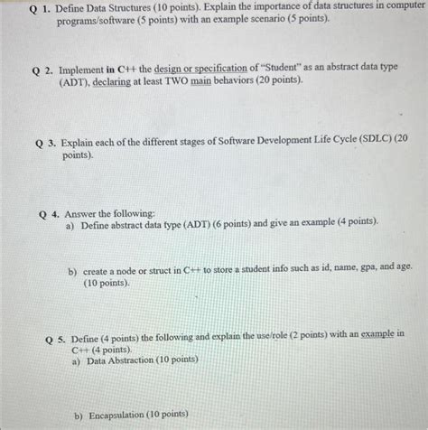 Solved Q 1 Define Data Structures 10 Points Explain The