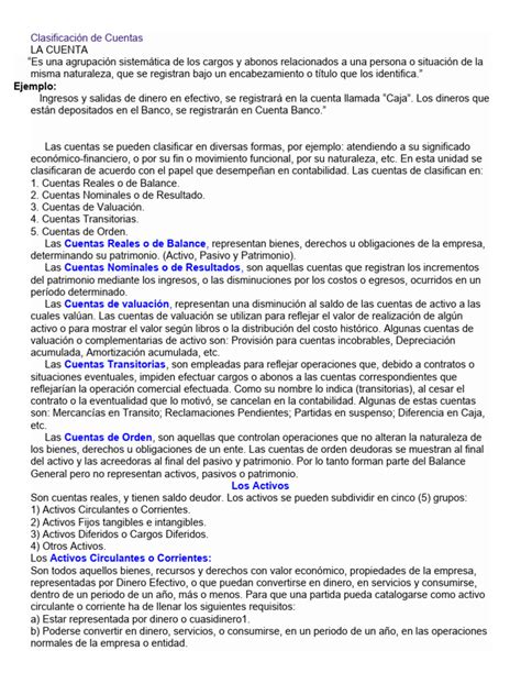 Clasificación De Cuentas Pdf Contabilidad Compartir Finanzas
