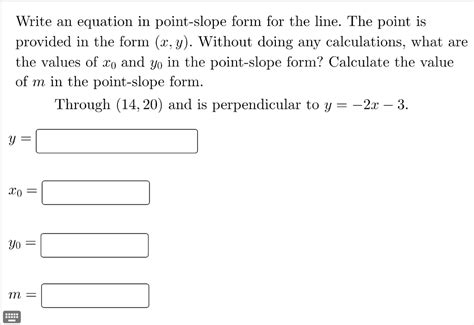 Solved Write An Equation In Point Slope Form For The Line Chegg