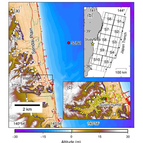 Study Area And Fault Models A Topography And Bathymetry Map Of The