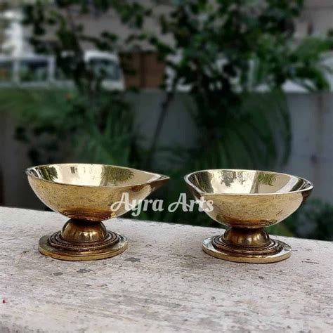 Brass Plain Deepakdiya Pair 2 Inch Height