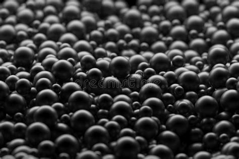 Abstract Concept Of Numerous Glossy Black Spheres Creating A Futuristic Texture Stock