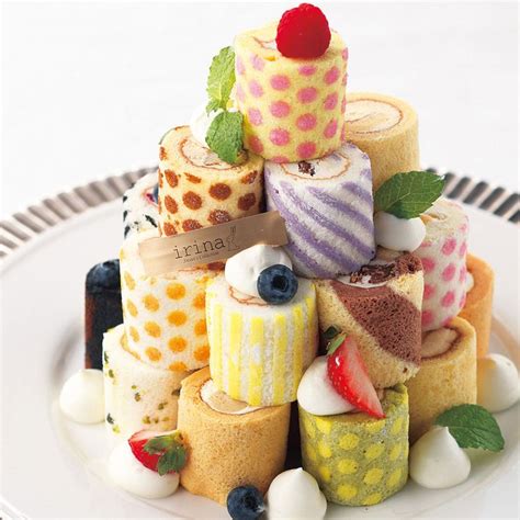 ロールケーキタワーキット 甘いケーキ カップケーキ 美味しいデザート