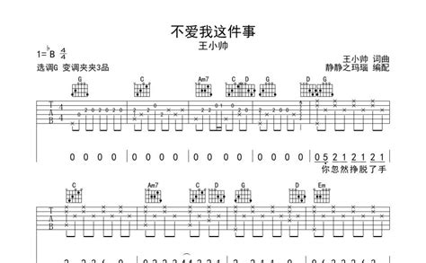 不爱我这件事吉他谱 王小帅 G调吉他弹唱谱 琴谱网