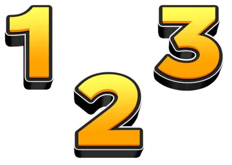 Yellow 3d First Second And Third Number Design First Second And Third