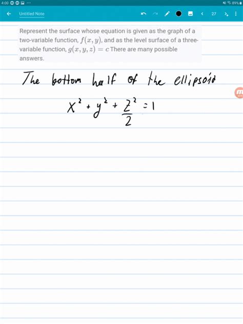 Solvedrepresent The Surface Whose Equation Is Given As The Graph Of A Two Variable Function F