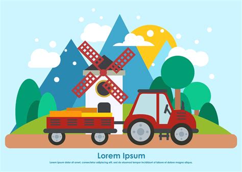 Flat Style Of Hayride In The Farm 165145 Vector Art At Vecteezy