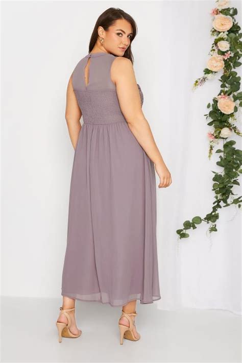 Plus Size Yours London Curve Purple Lace Front Chiffon Maxi Dress