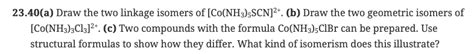 Solved 23 40 A Draw The Two Linkage Isomers Of