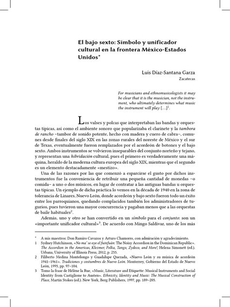El Bajo Sexto Simbolo Y Unificador Cultu Pdf Guitarras México