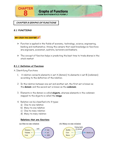 Chapter 8 Graphs Of Functions Kssm Mathematics Form 2 Pdf Function