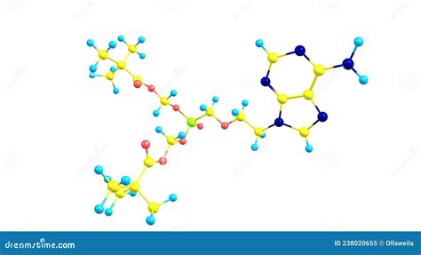 Adefovir Molecule 3d Rendering Flat Molecular Structure With Chemical