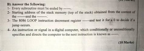 solved b answer the following 1 every subroutine must be