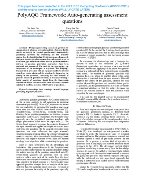 pdf polyaqg framework auto generating assessment questions tee