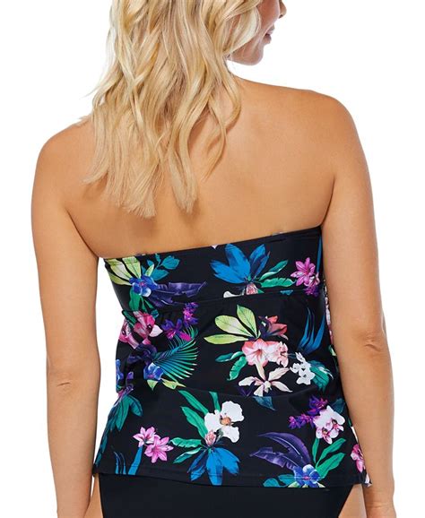 Island Escape Tiered Floral Print Convertible Tankini Created For Macy