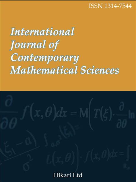 Hikari Journals International Journal Of Contemporary Mathematical Sciences