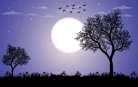 Beautiful Moonlight Scenery Background Free Scenery Vector
