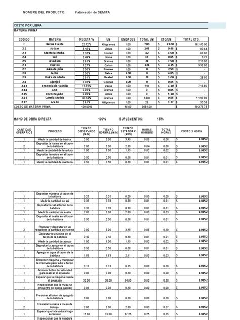 Ejemplo De Hoja De Costos Pdf