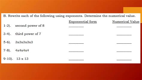 Exponents And Exponential Notationpptx