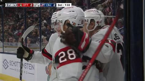Ottcbj Stutzle Scores Goal Against Elvis Merzlikins Ottawa Senators