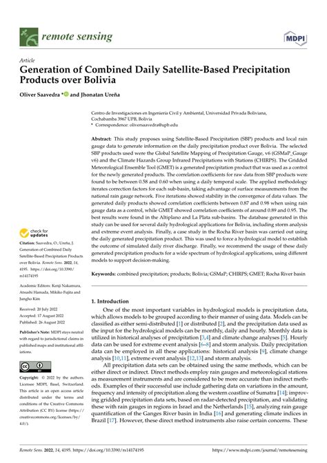 Pdf Generation Of Combined Daily Satellite Based Precipitation