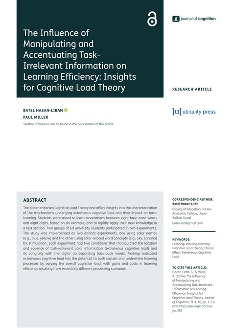 Pdf The Influence Of Manipulating And Accentuating Task Irrelevant Information On Learning