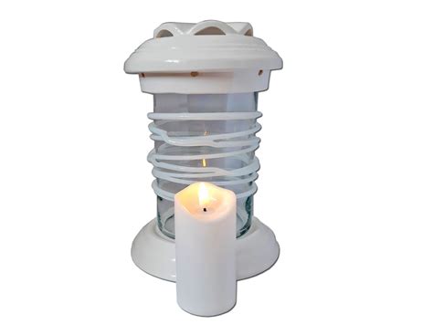 Znicz Znicze Lampion Na Grób Ceramika Tuba Mała Oplot Biała Świeca Led
