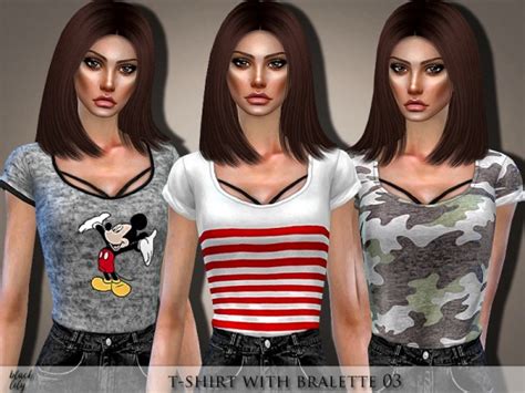 The Sims Resource T Shirt With Bralette 03 By Black Lily • Sims 4