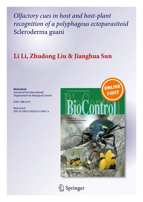 Pdf Olfactory Cues In Host And Host Plant Recognition Of A