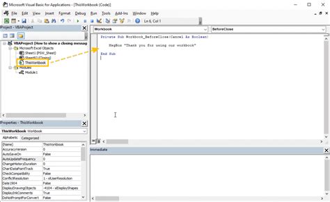 How To Show A Closing Message In Excel