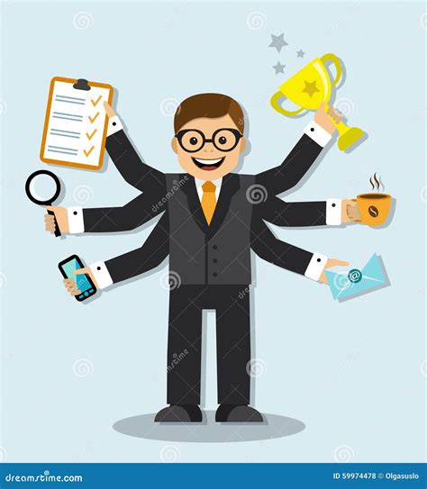 Very Busy Businessman Stock Vector Illustration Of Group 59974478