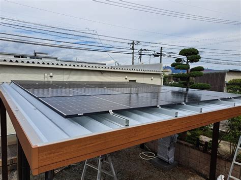 K様邸 カーポート＆太陽光パネル12枚・4 54kw＆v2hスタンド 9月24日 施工完了 太陽光パネル（ソーラーパネル）とリフォームの