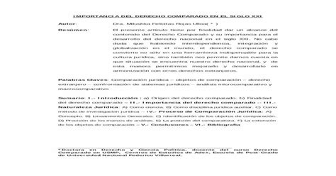 Importancia Del Derecho Comparado En El · Importancia Del Derecho