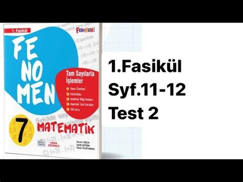 SINIF FENOMEN FASİKÜL S TEST YouTube