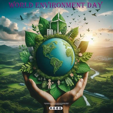 Premium Psd World Environment Day Green Branch And Leaves Roll Around