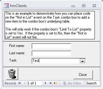 MS Access Populate Underlying Table When New Entries Are Keyed Into Combo Box