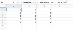 MAKEARRAY Function In Google Sheets